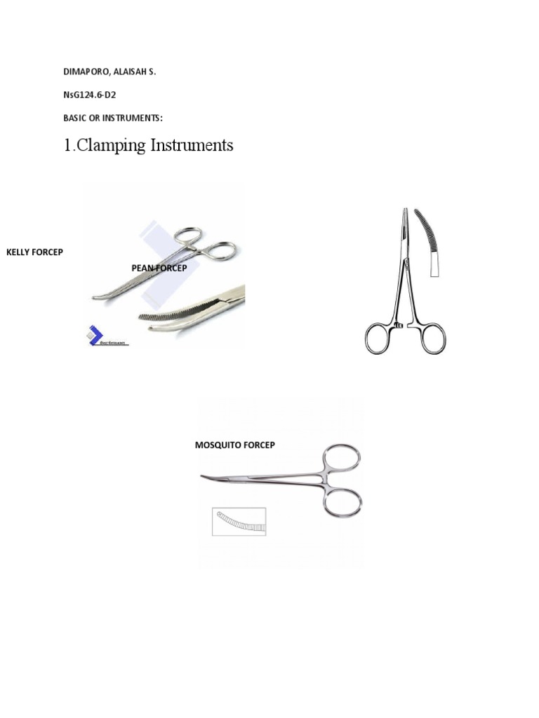 1.clamping Instruments: Dimaporo, Alaisah S. Nsg124.6-D2 Basic or ...
