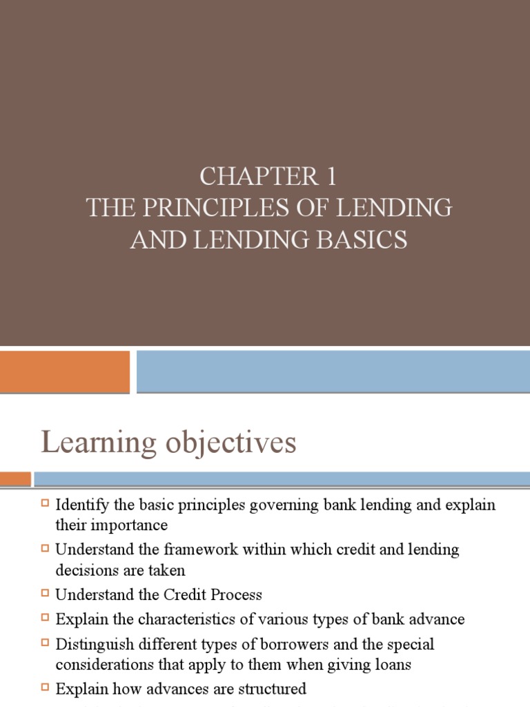 The Principles of Lending and Lending Basics | PDF | Loans | Credit