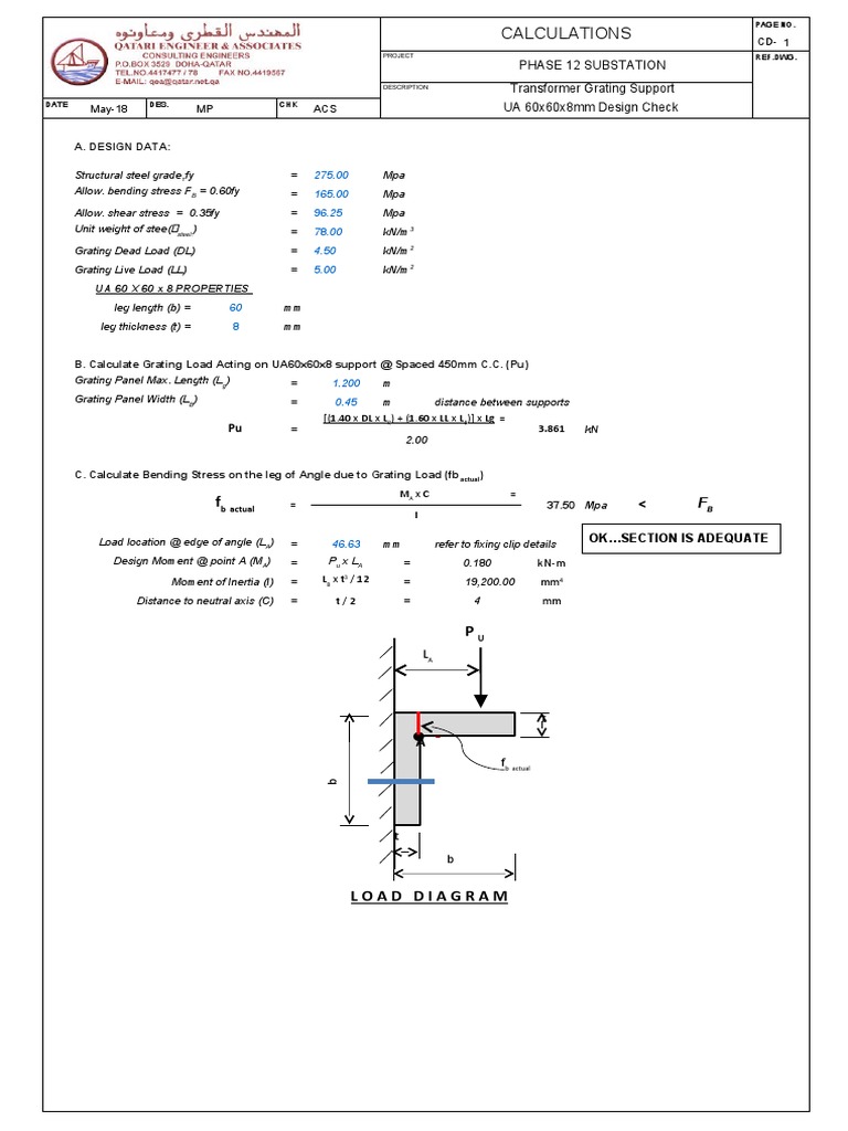 UA 60x60x8mm Bending Stress Check | PDF | Bending | Structural Engineering