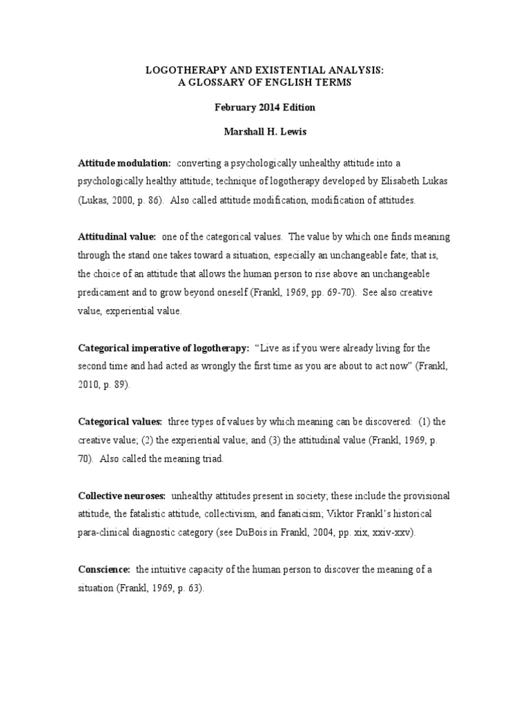 Logotherapy and Existential Analysis | PDF | Existentialism | Unconscious Mind