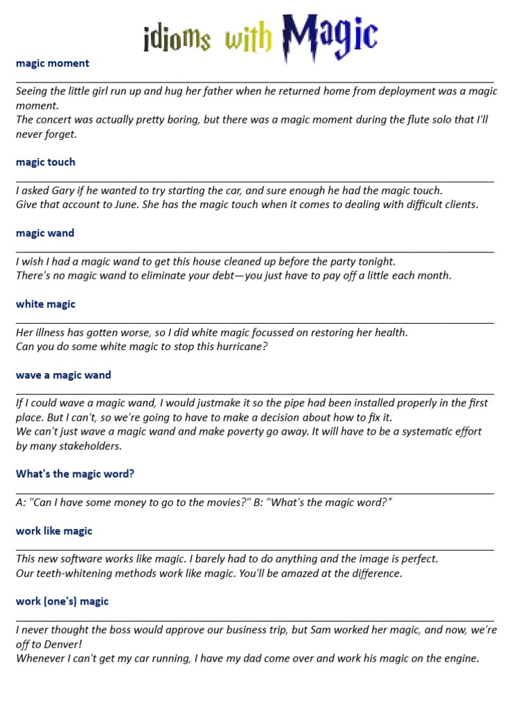 Magic Idioms | PDF | Harry Potter | J. K. Rowling
