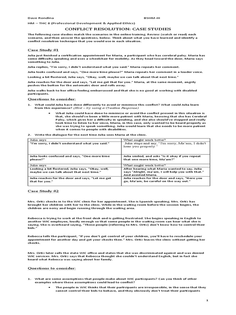 Conflict Resolution Case Studies Analysis | PDF | Multilingualism ...
