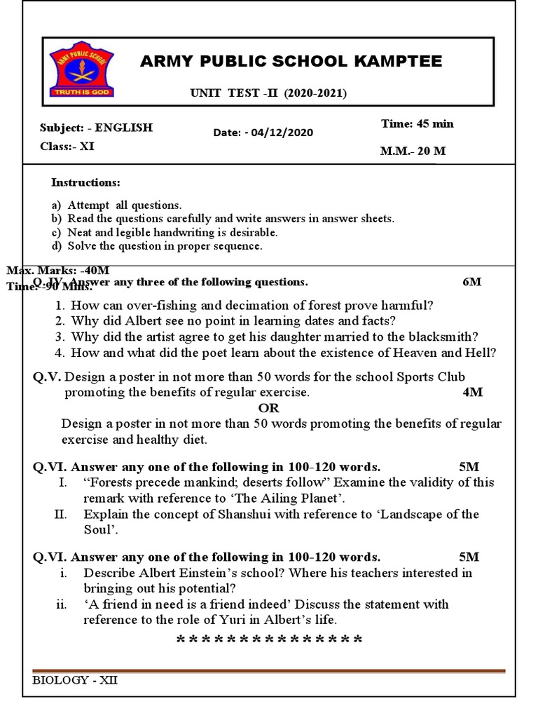 Ut2 English Class 11 | PDF