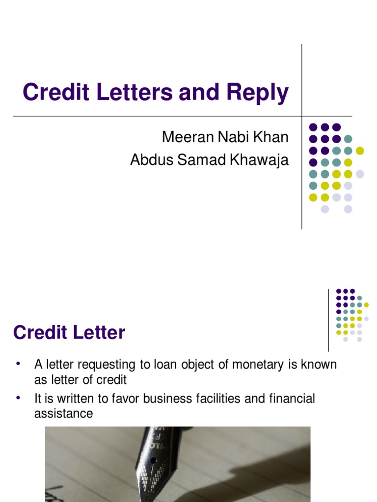 Credit Letters and Reply: Meeran Nabi Khan Abdus Samad Khawaja | PDF ...