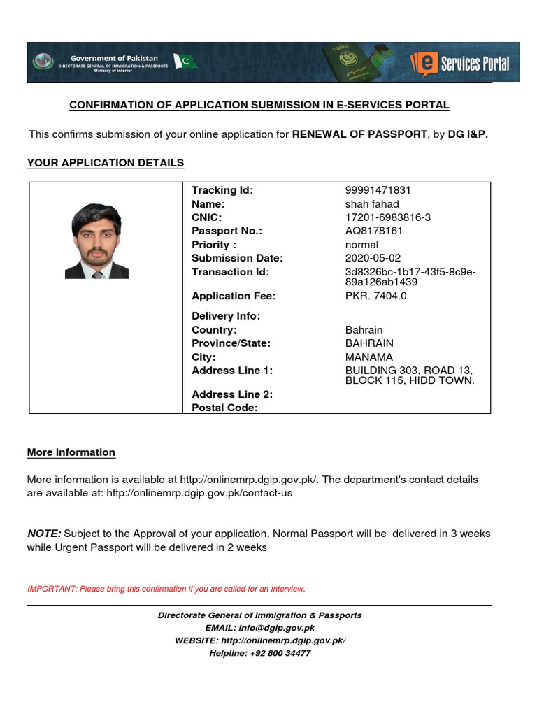 Directorate General of Immigration & Passports EMAIL: Info@dgip - Gov ...