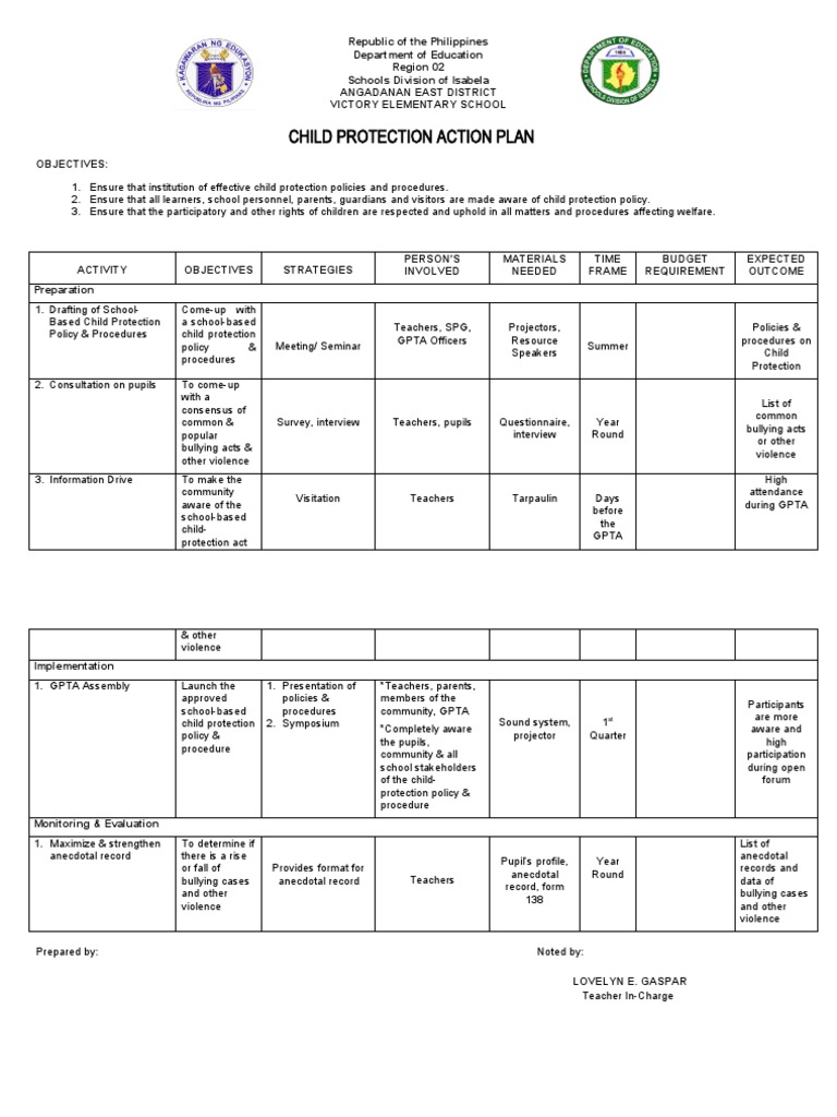 Child Protection Action Plan | PDF | Violence | Social Institutions