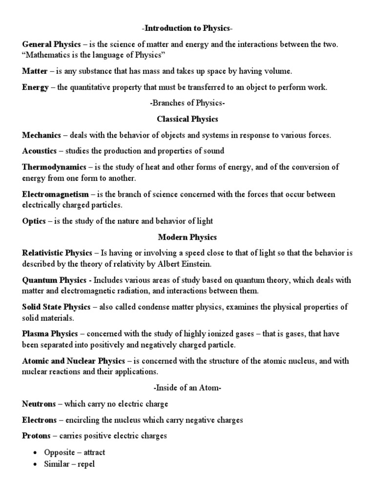 General Physics Notes 1st Sem 1 | PDF | Matter | Physics