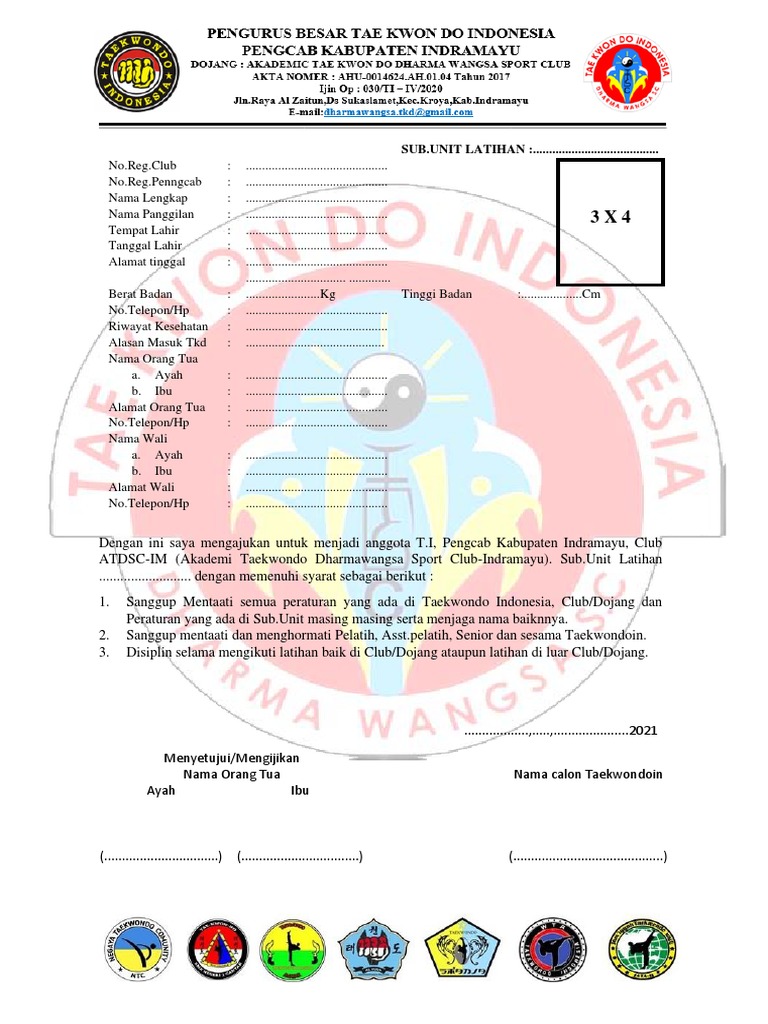 Form Pendaftaran TKD Baru | PDF