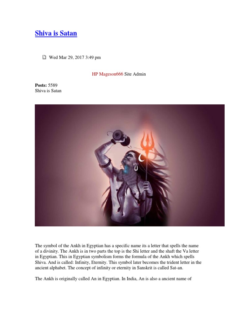 Shiva Is Satan HP Mageson 666 | PDF | Religion & Spirituality