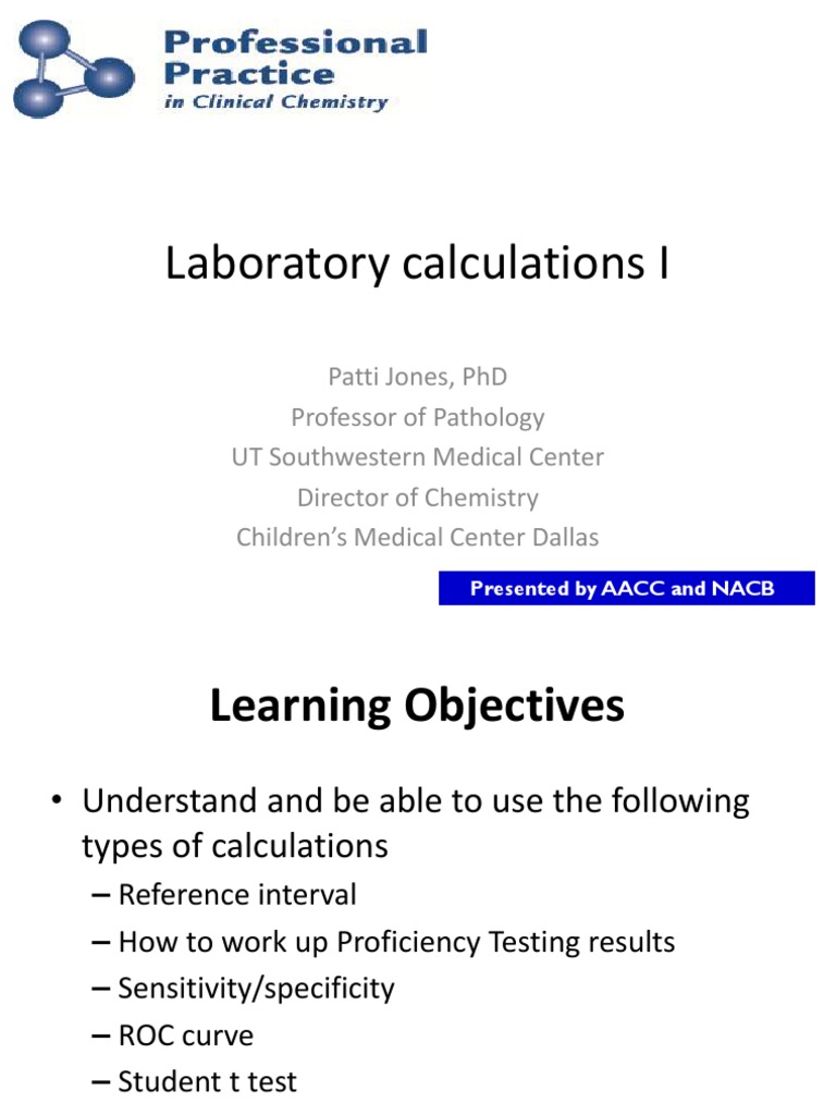 Laboratory Calculations | PDF | Sensitivity And Specificity | Receiver ...