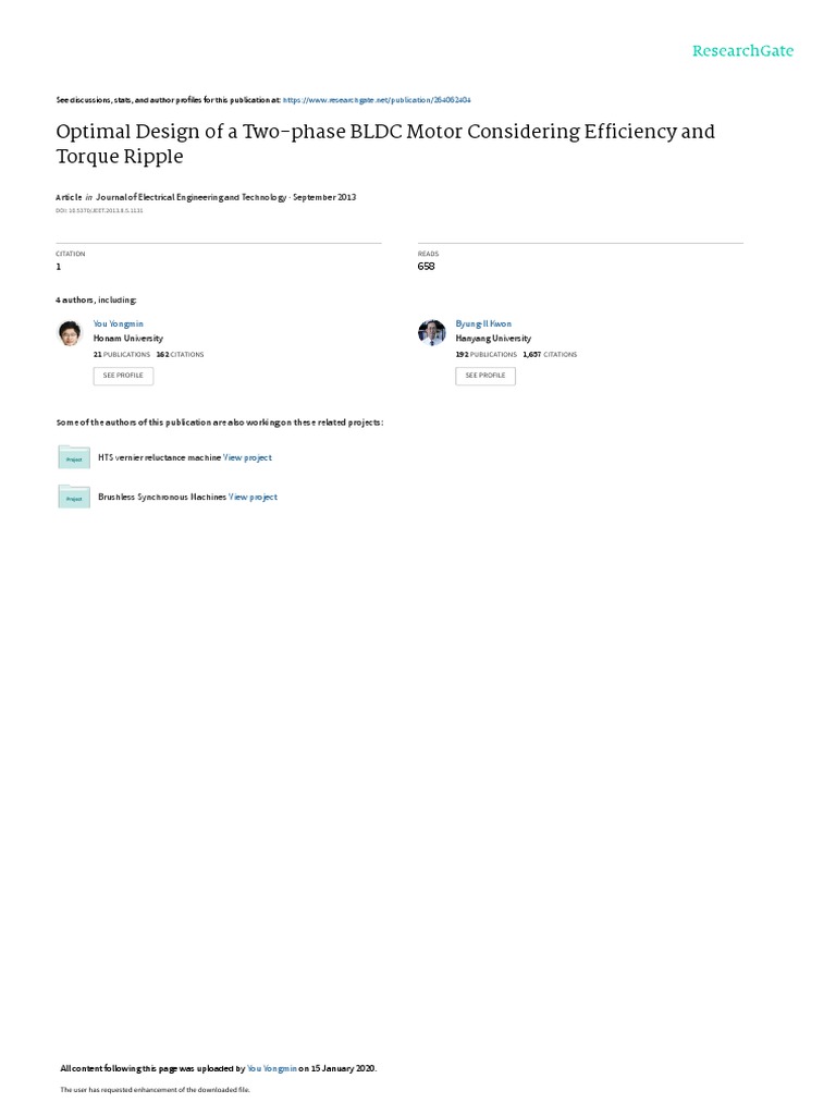 Optimal Design of A Two-Phase BLDC Motor Consideri | PDF | Electric ...