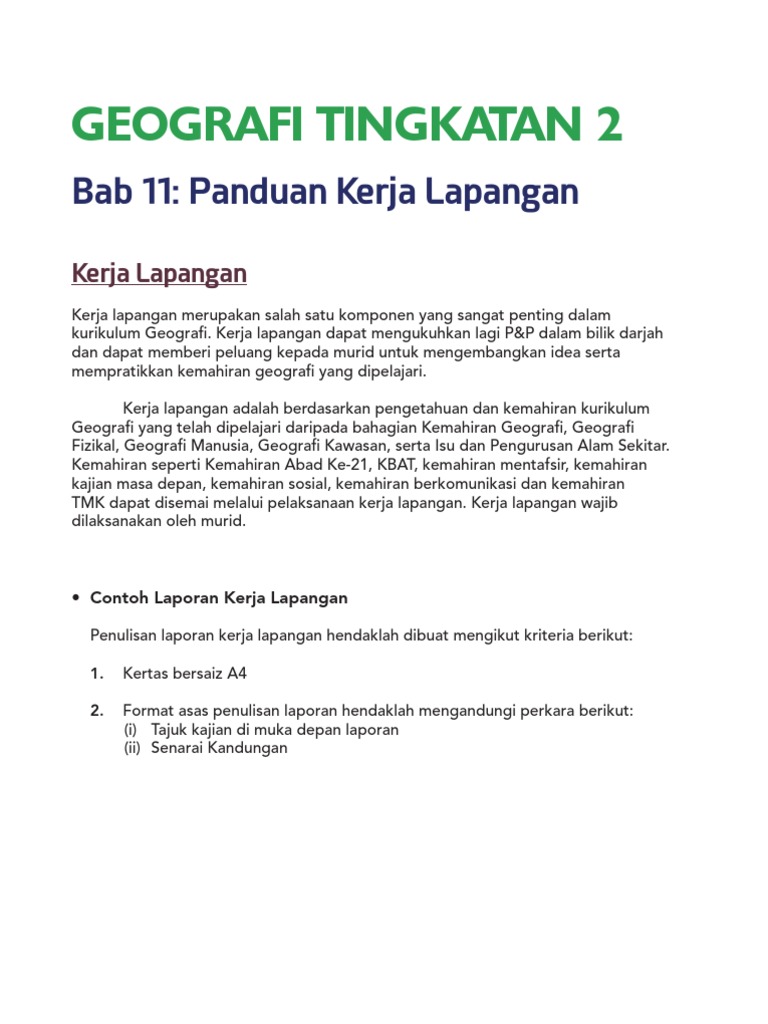 Contoh Kerja Kursus Geo Tingkatan 2 | PDF