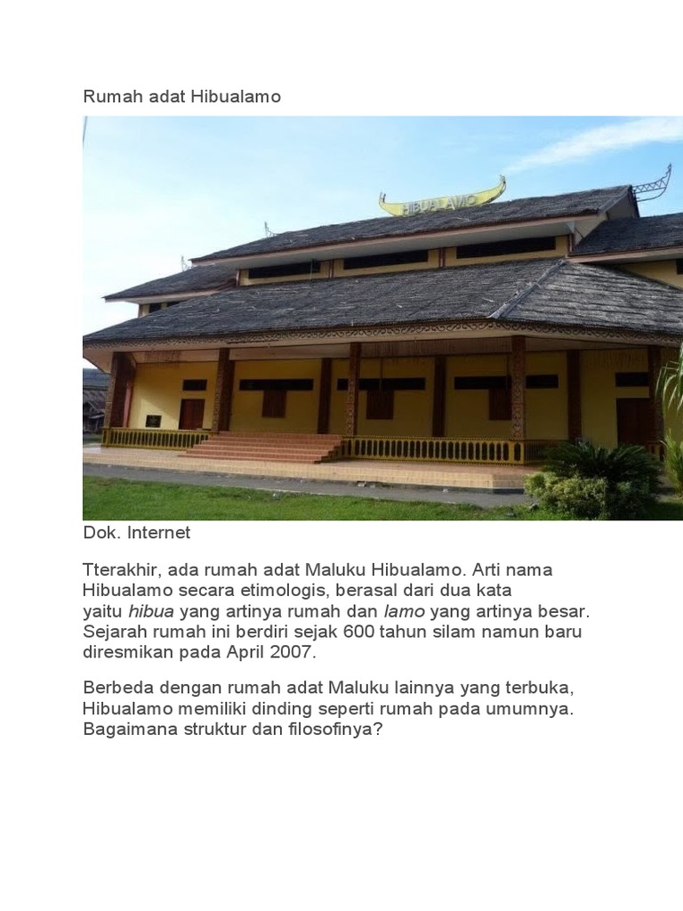 Rumah adat Hibualamo | PDF