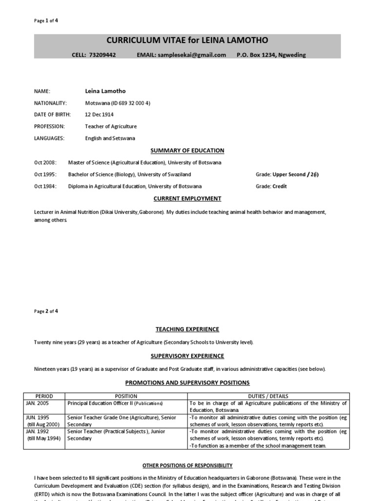 Com 142 CV Sample 2 | PDF | Qualifications | Vocational Education