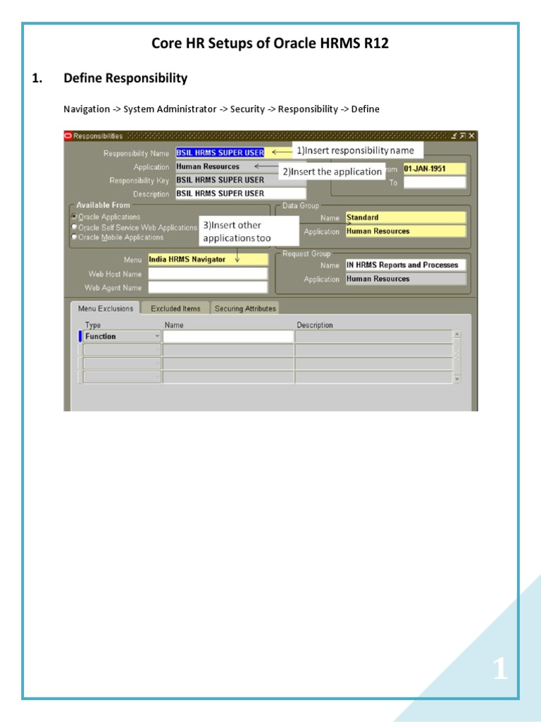 3361 Core Hr Setups Of Oracle Hrms R12 Pdf Human Resource Management Information Technology