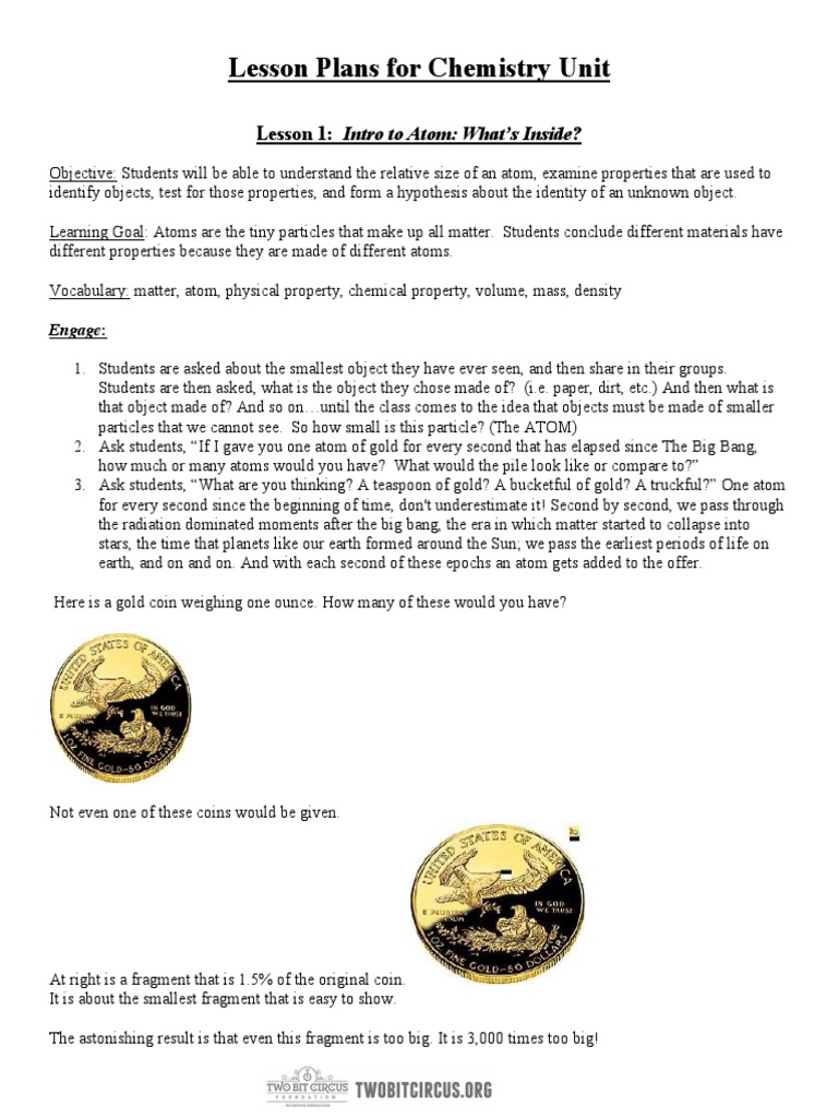 Engaging Chemistry Lesson Plans | PDF | Atoms | Chemical Compounds