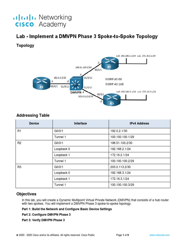 19.1.4 Lab - Implement A DMVPN Phase 3 Spoke To Spoke Topology | PDF | Router (Computing) | Routing