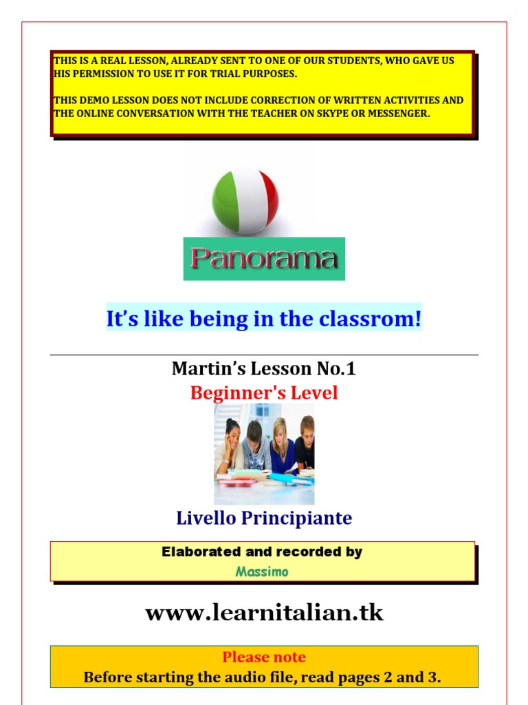 Beginner Italian Lesson | PDF