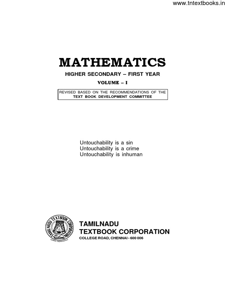 11th Maths Book Volume 1 | PDF | Function (Mathematics) | Matrix ...
