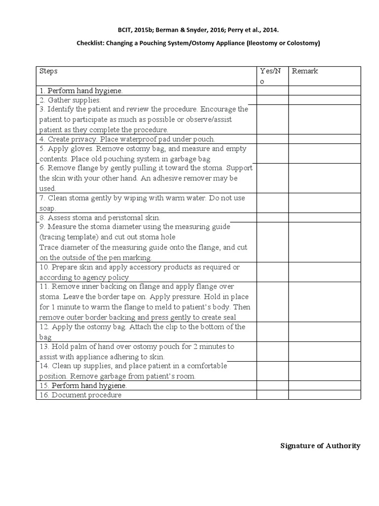 Colostomy Change Checklist | PDF