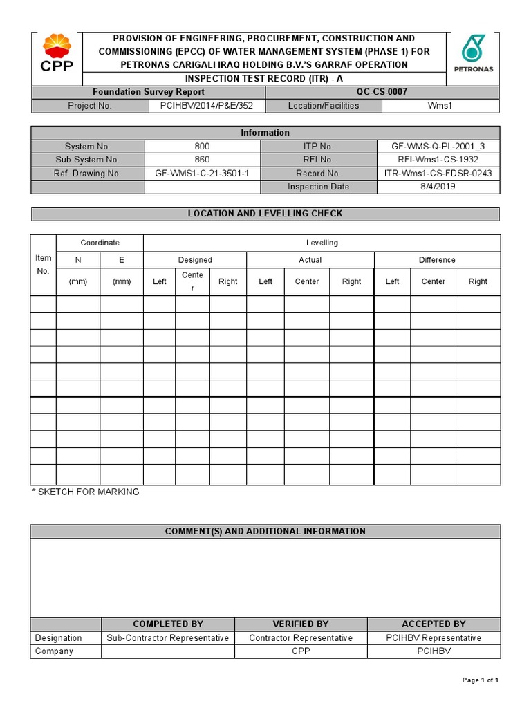 WMS QC-CS-0007 Foundation Survey Report | PDF