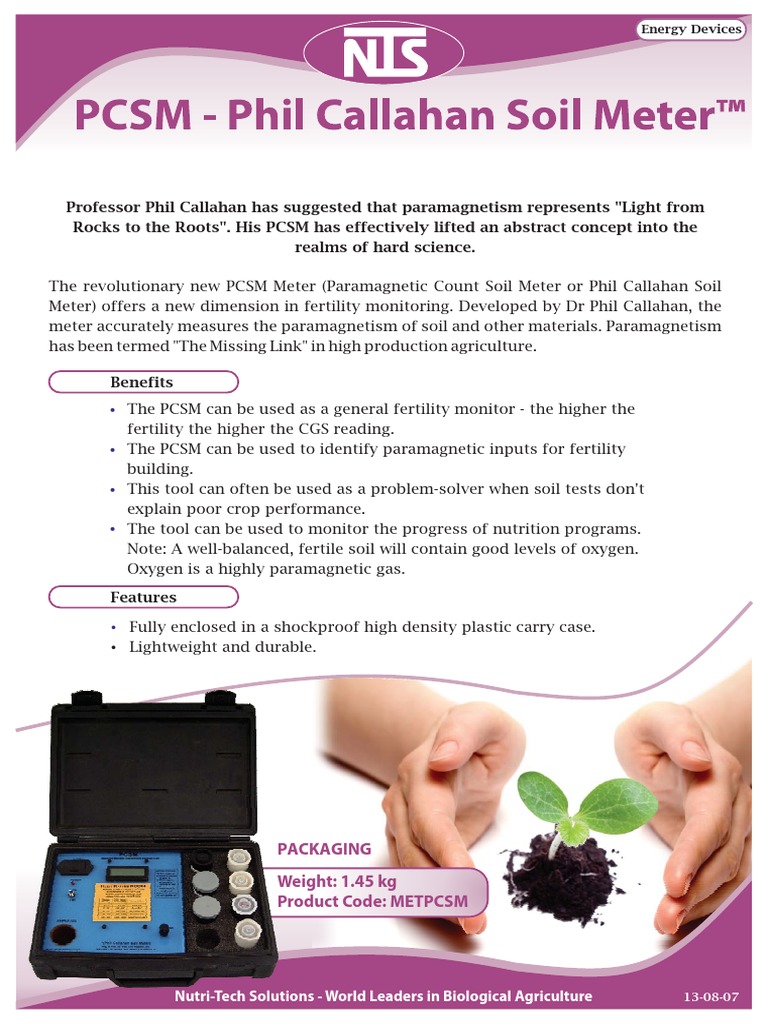 Phil Callahan's PCSM Meter Insights | PDF | Soil | Magnetism