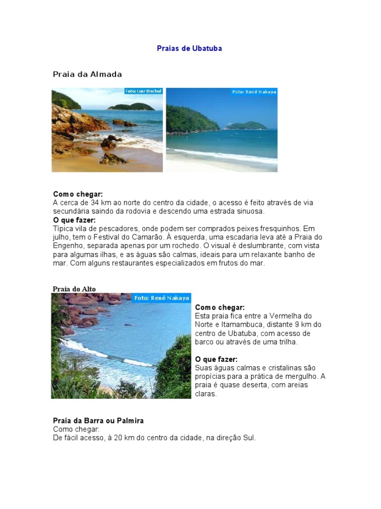 Praias Imperdíveis em Ubatuba: Guia Completo | PDF | Mar | Pesca