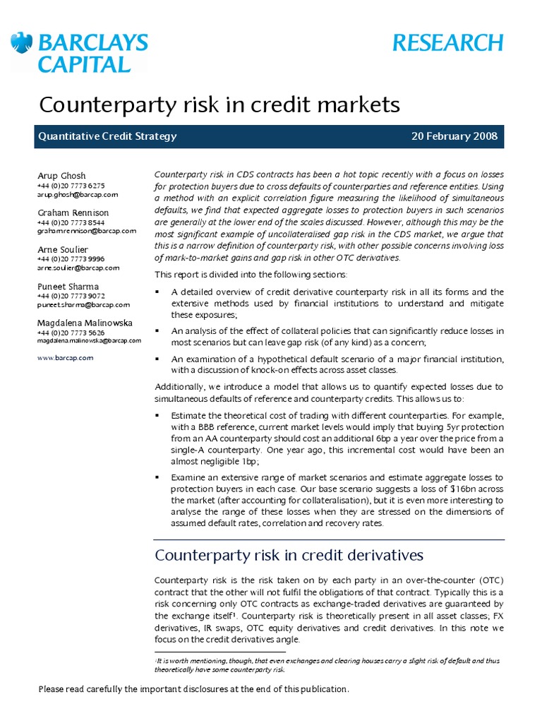 Counterparty Risk 20 Feb 08 | PDF | Credit Default Swap | Derivative ...