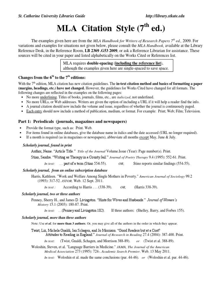 MLA Citation Style Guide (7th Edition) | PDF | Citation | Publishing