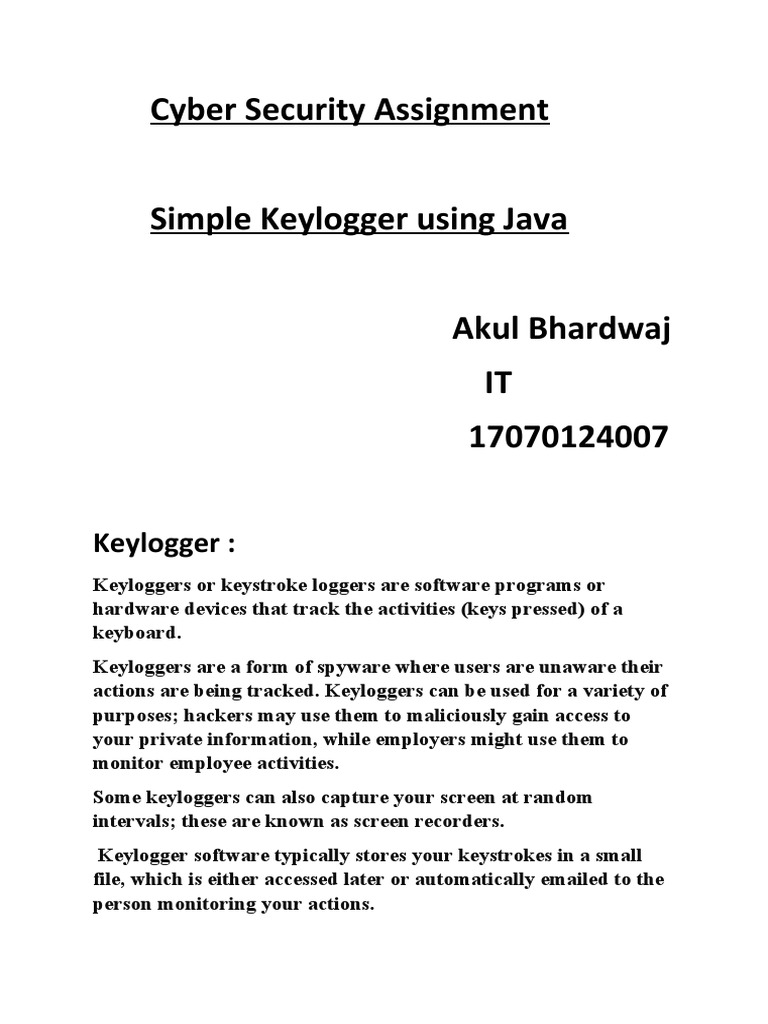 Smple Keylogger Assignment | PDF