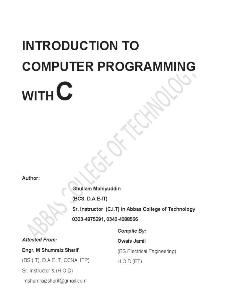 CIT-113 by GM & Engr M Shumraiz Sharif | PDF | Array Data Structure | C ...