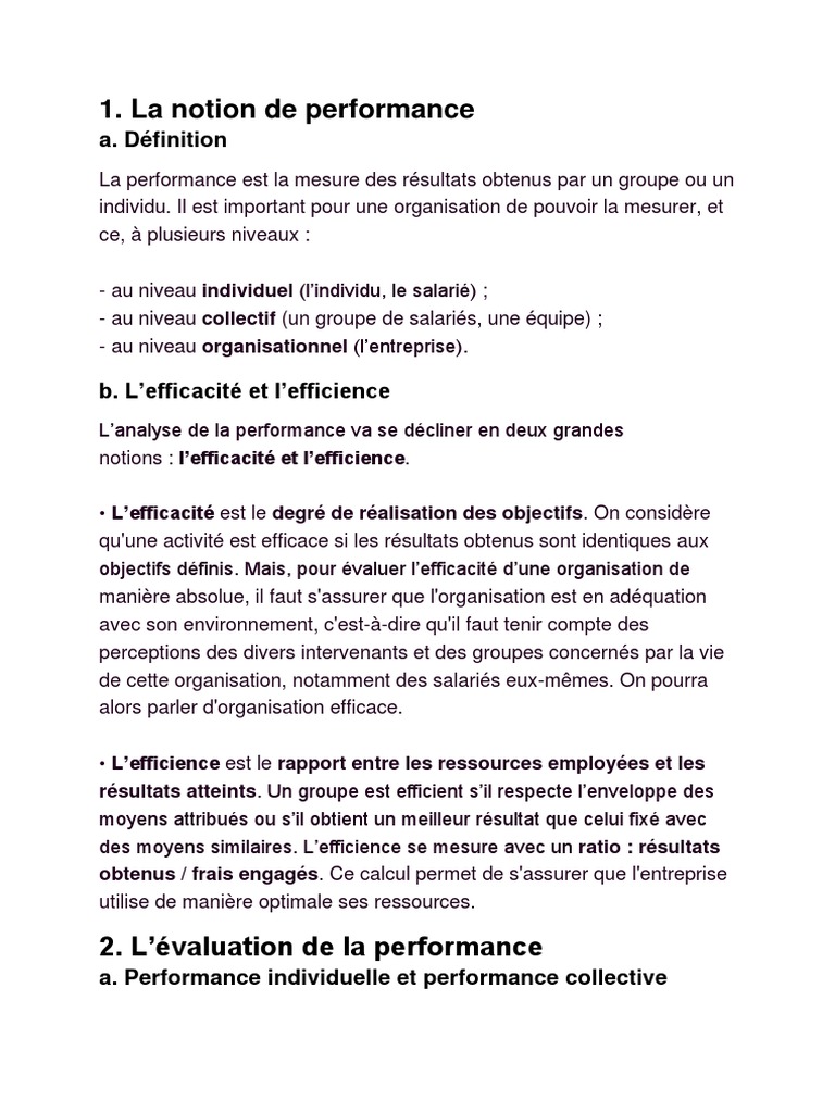 Cours de Performance | PDF | Business | Économie