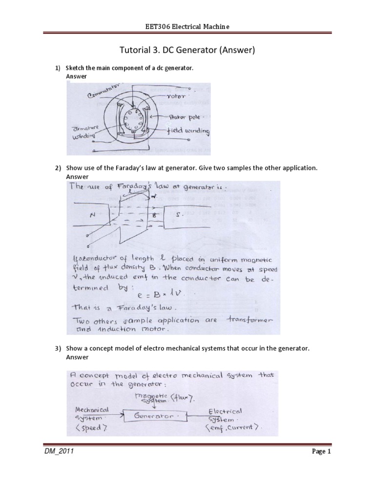 DC Generator Tutorial Answers | PDF | Electric Generator | Direct Current