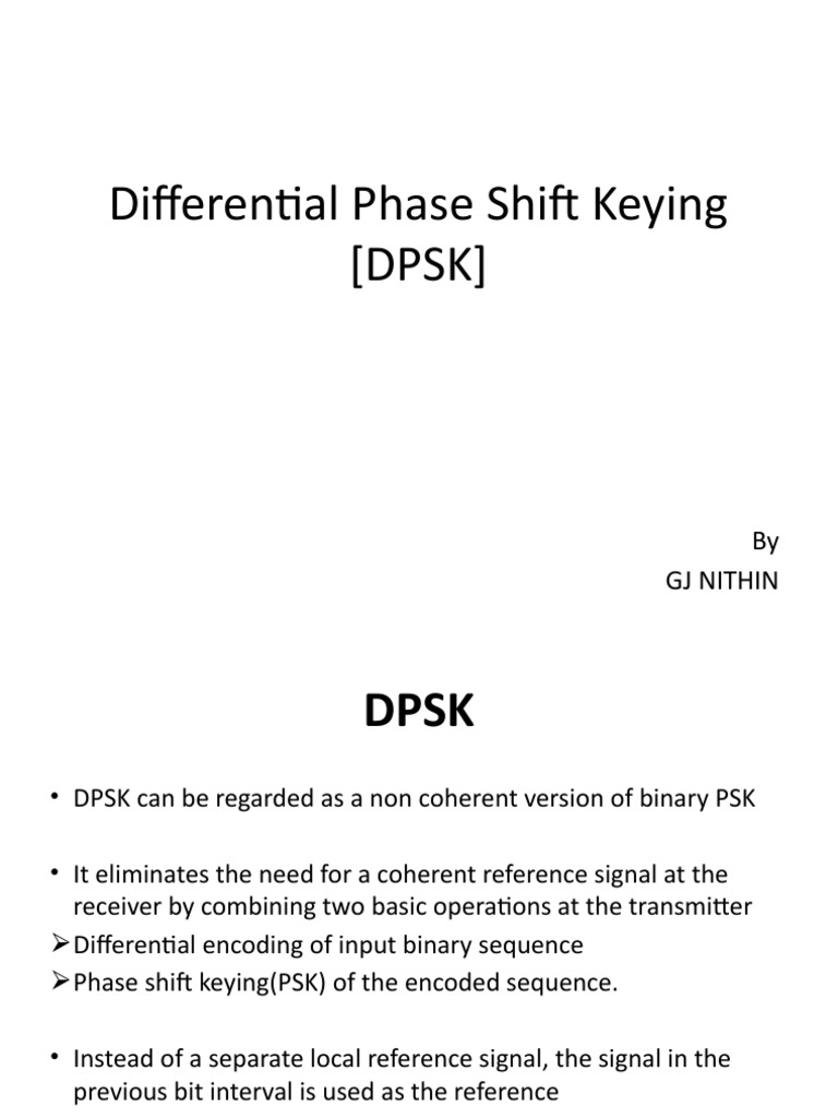 ON Differential Phase Shift Keying (DPSK) | PDF
