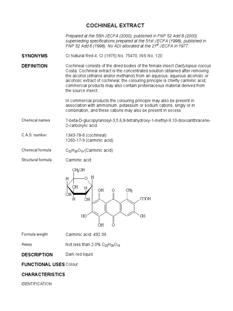 Cochineal Extract | PDF | Acid | Solution