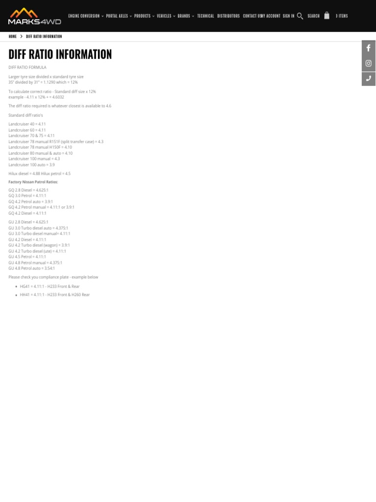Diff Ratio Information | PDF | Four Wheel Drive | Off Road Vehicles