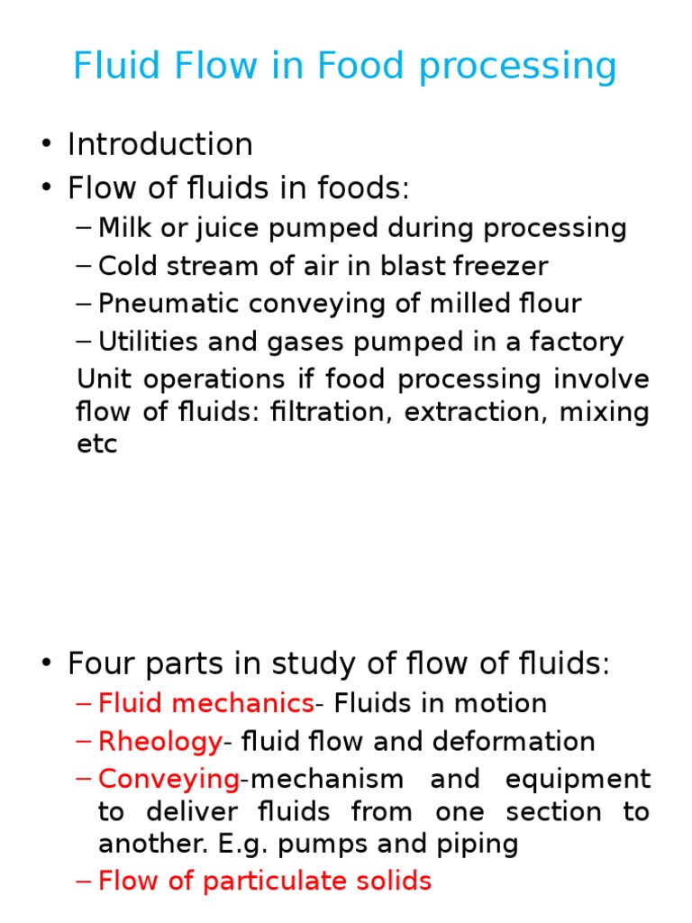 Fluid Flow Principles in Food Processing | PDF | Reynolds Number ...