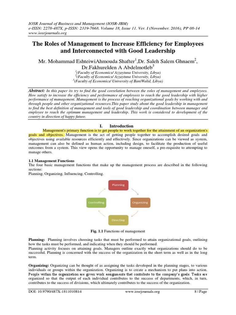 The Roles of Management To Increase Efficiency For Employees | PDF ...