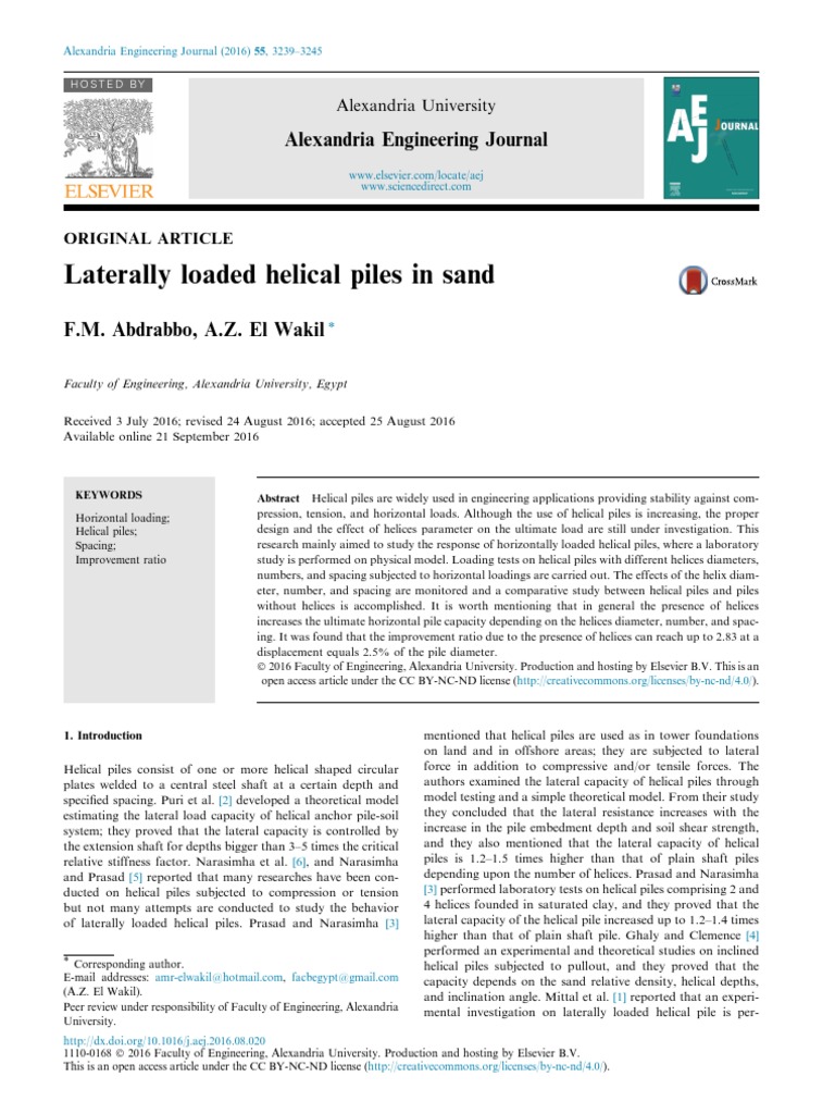 3 - Laterally Loaded Helical Piles in Sand | PDF | Helix | Deep Foundation