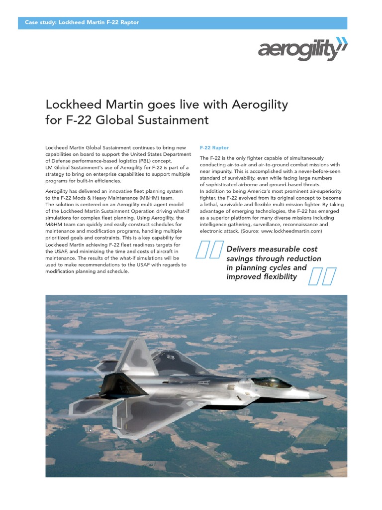 Aerogility Lockheed Martin F 22 Case Study | PDF | Fighter Aircraft | Lockheed Martin