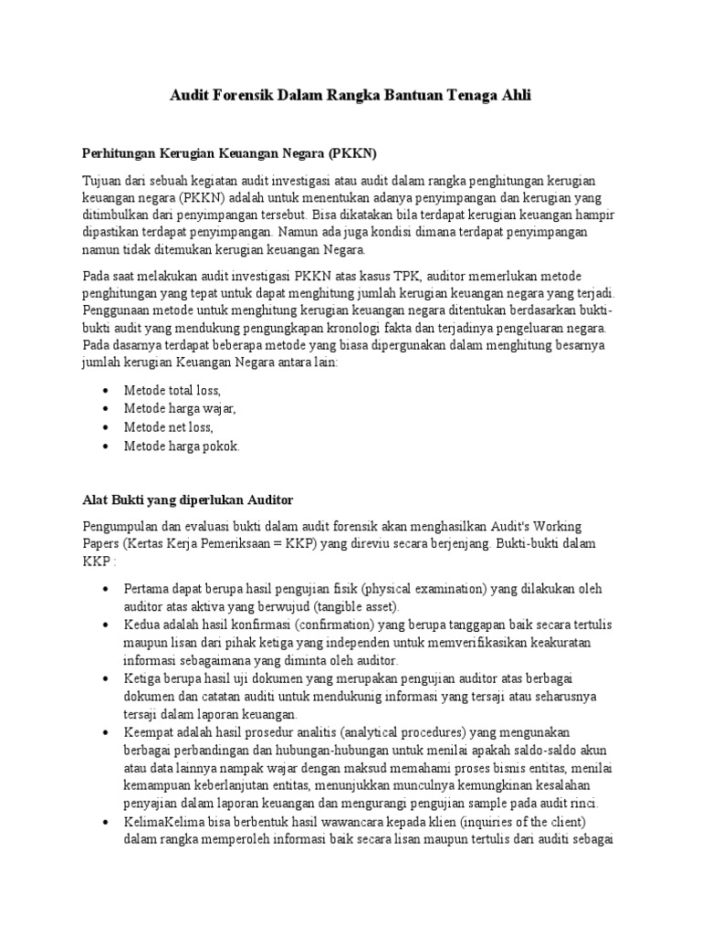 Contoh LHP Audit Forensik dan PKKN | PDF