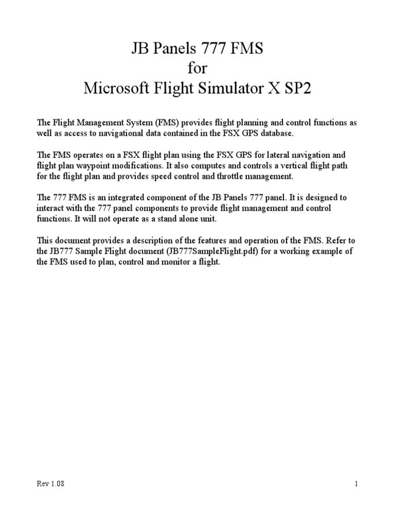 JB Panels 777 FMS For Microsoft Flight Simulator X SP2 | PDF | Aircraft ...