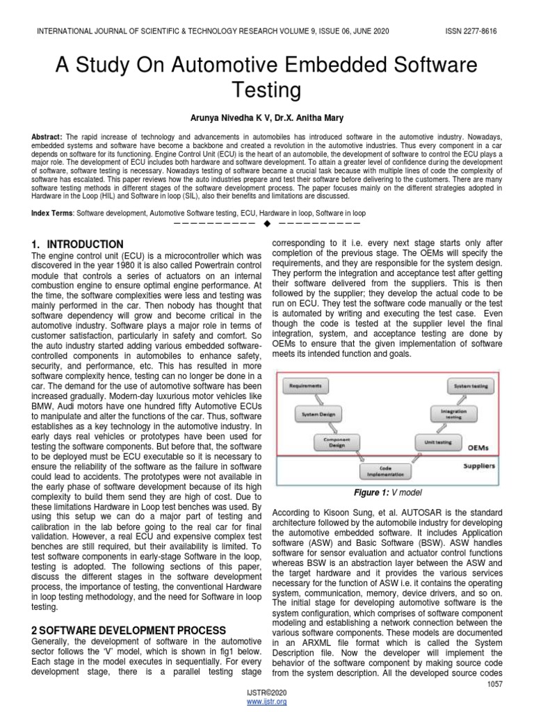 A Study On Automotive Embedded Software Testing: Arunya Nivedha K V, Dr ...