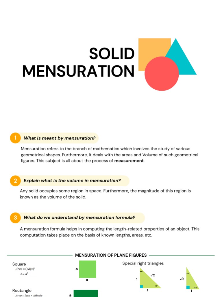Solid Mensuration 1 | PDF | Area | Rectangle