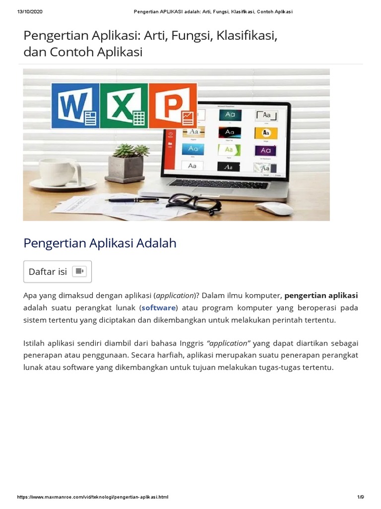 Pengertian APLIKASI Adalah - Arti, Fungsi, Klasifikasi, Contoh Aplikasi ...