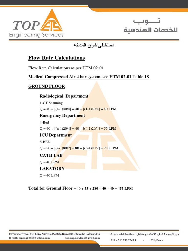 Flow Rate Calculations for the Medical Compressed Air System at East ...