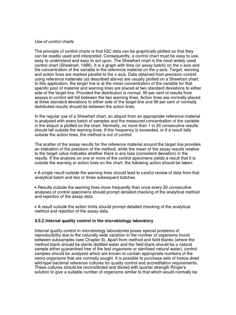 Use of Control Charts: 4.5.2 Internal Quality Control in The ...