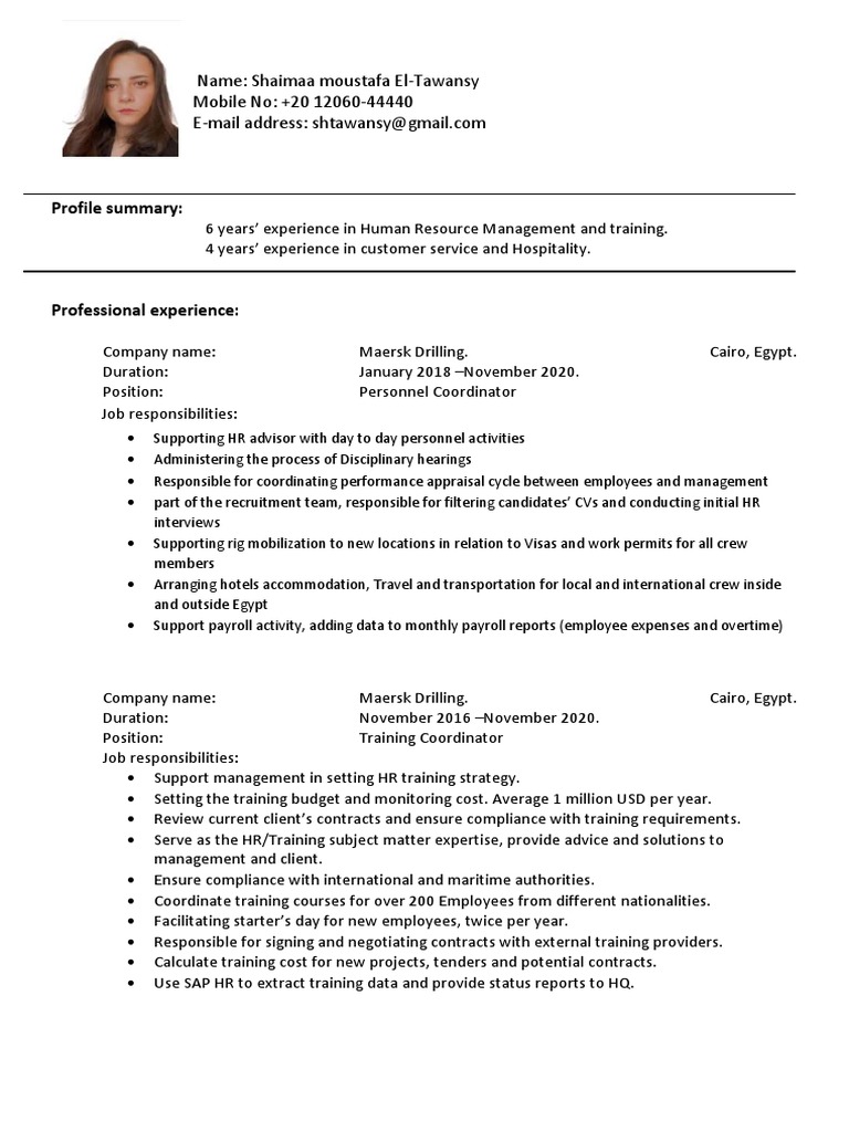 Shaimaa Eltawansy - CV | PDF | Recruitment | Employment