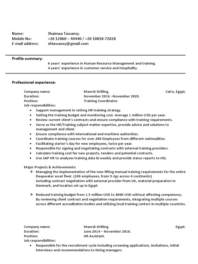 Shaimaa ElTawansy.. CV | PDF | Human Resource Management | Human Resources