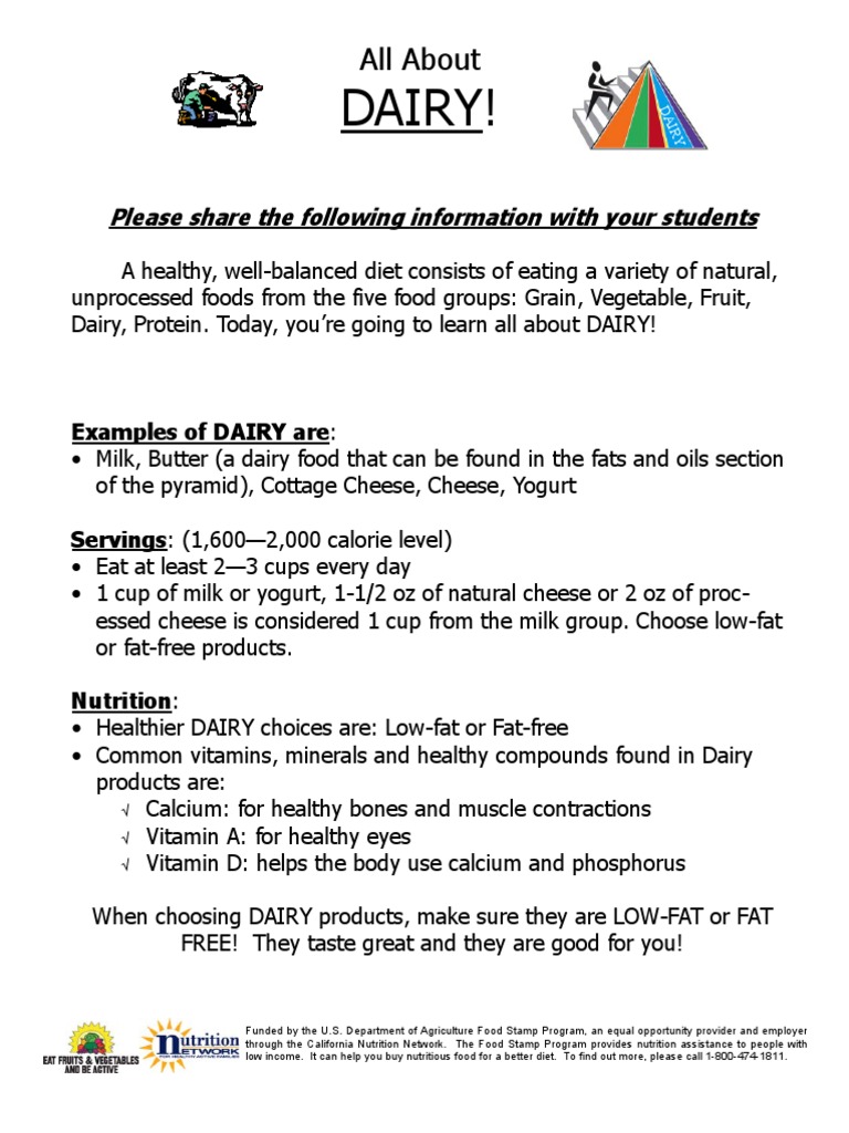 Dairy Whole Dairy Packet 1 Worksheets | Trans Fat | Milk